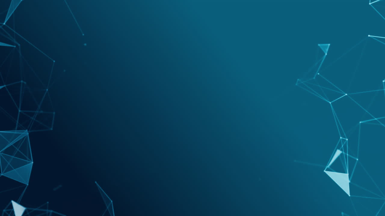 Animation of floating blue networks of connected points over mid blue ...