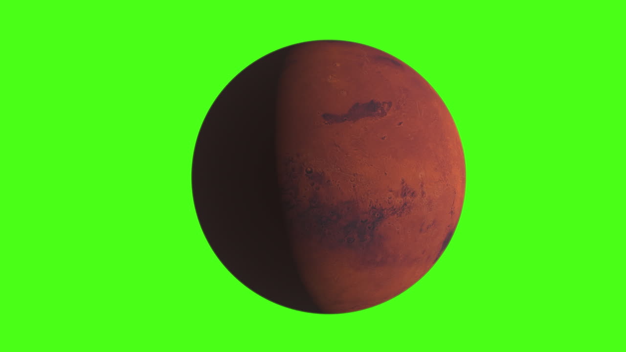 Green Screen Planet Mars With Half Light Slowly Rotating Ready To Add ...