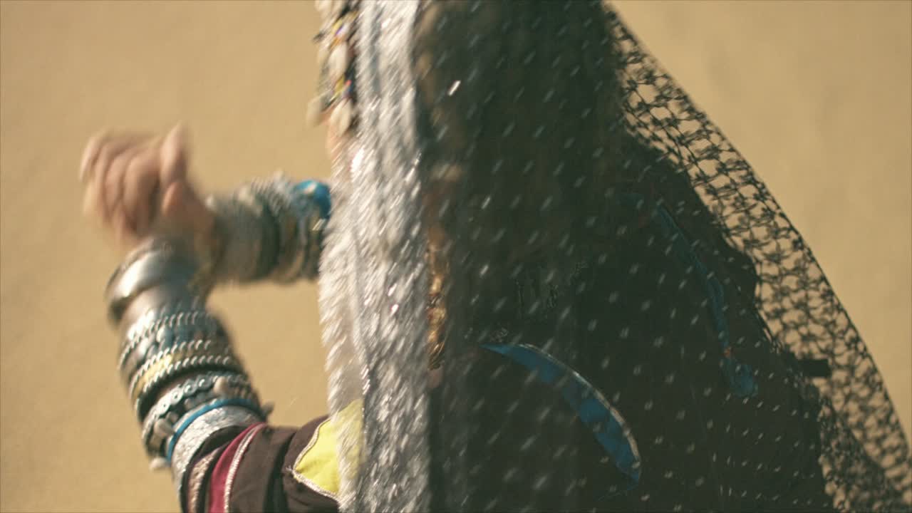 Gypsy Woman Smiling And Clapping Hands In The Desert Free Stock Video ...