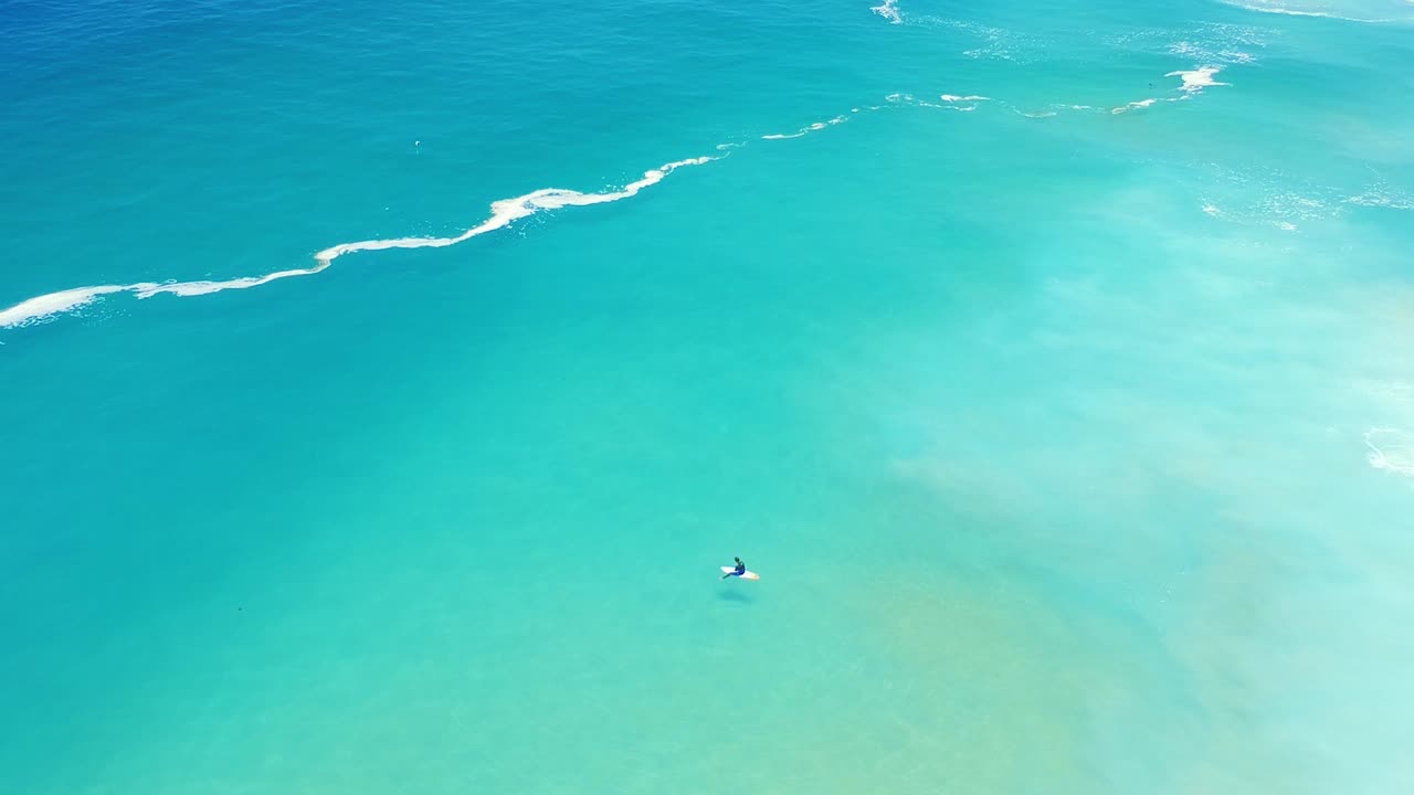 High Angle Of Surfer Alone In Ocean, Waiting On Waves Free Stock Video ...