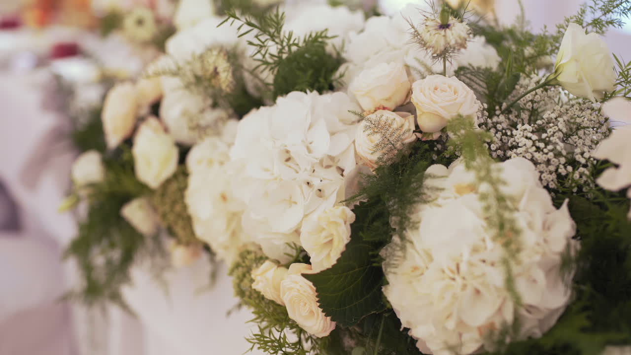 Premium stock video - Table decorations at a wedding 1