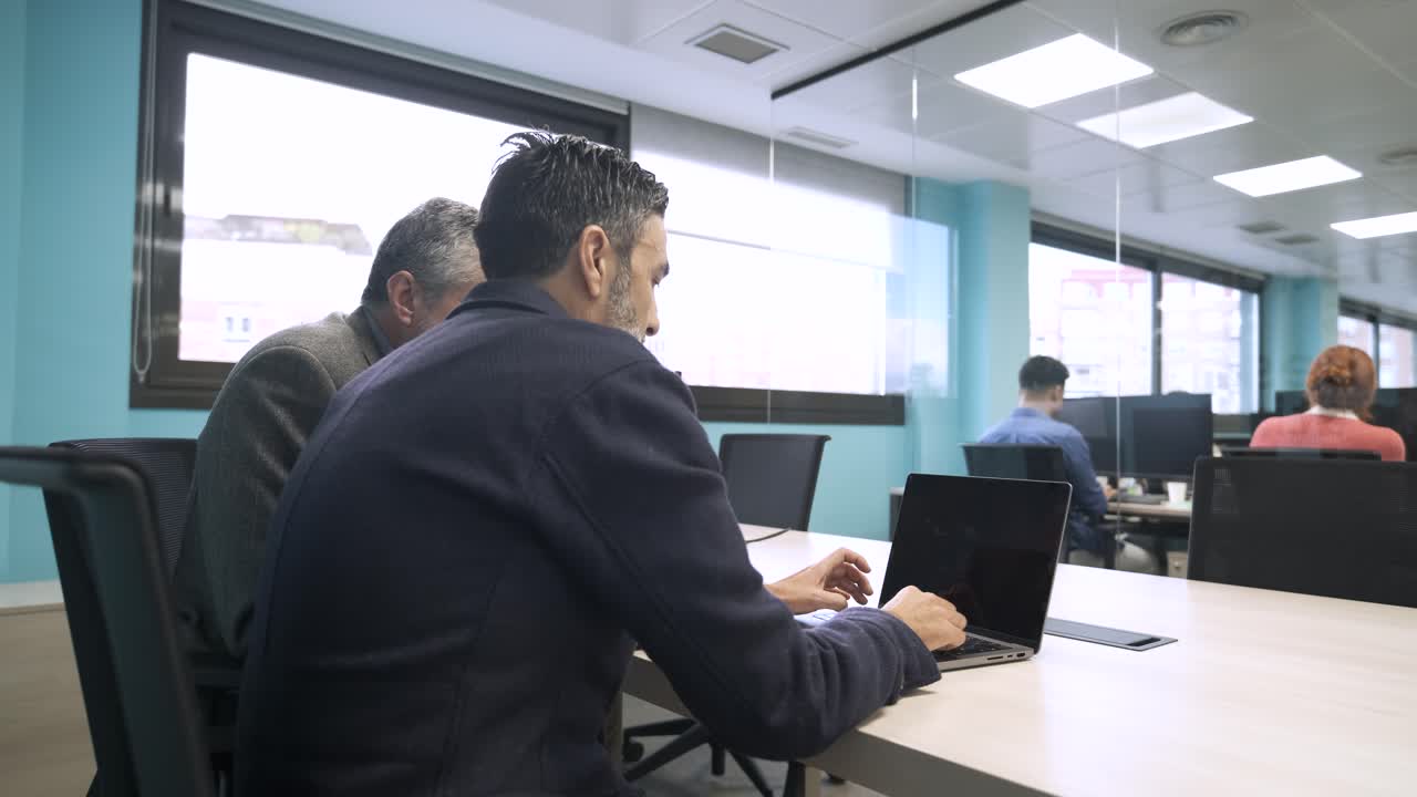 Happy diverse colleagues entering creative workspace | Premium Stock ...