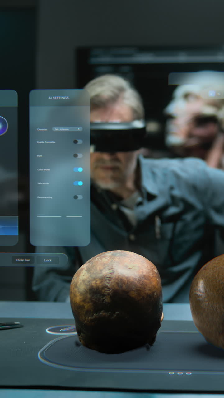 AI-Powered Augmented Reality Display of Ancient Skulls | Premium Stock ...