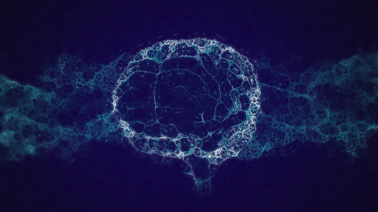 Premium stock video - Animation of digital brain model over blue background