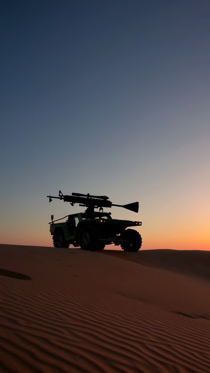 military vehicle in desert sunset | freepik