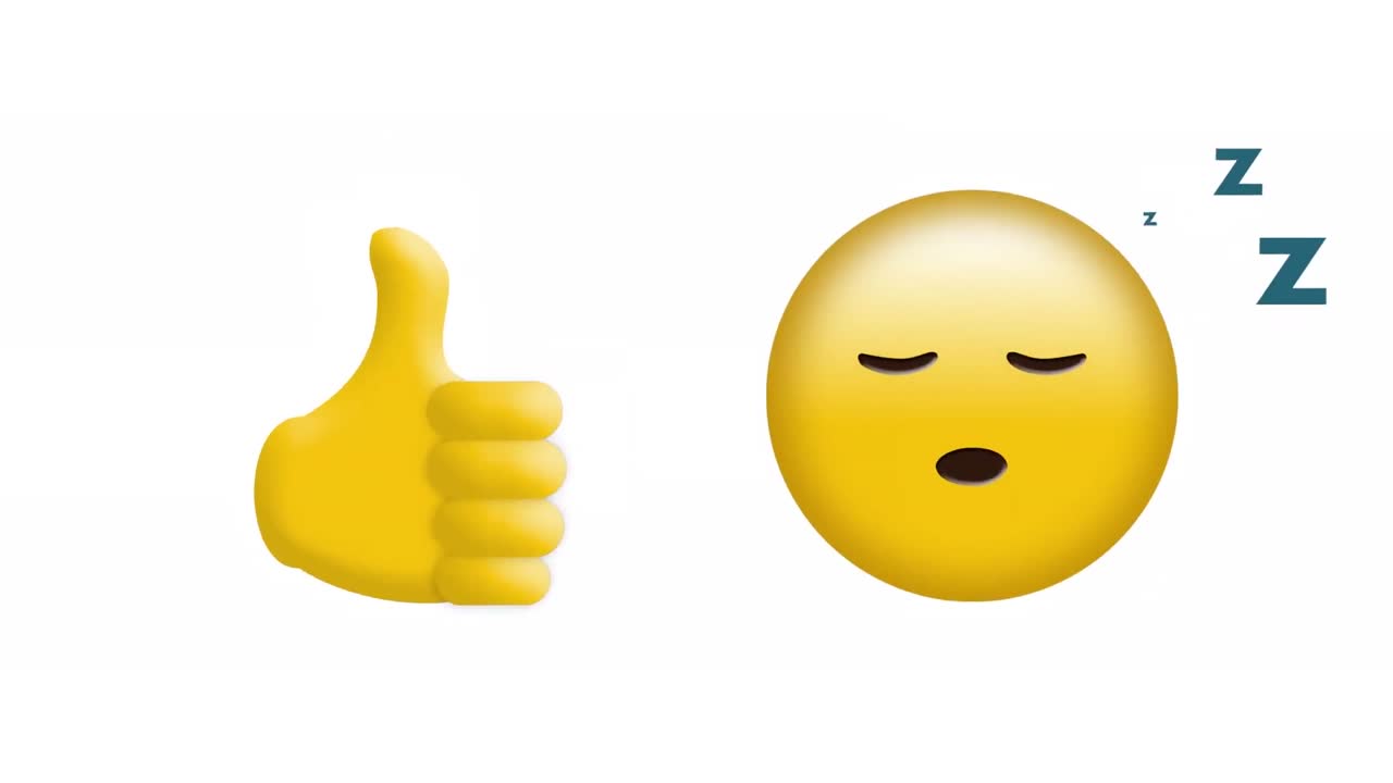 Premium stock video - Animation of thumb up and sleeping emoji icons ...