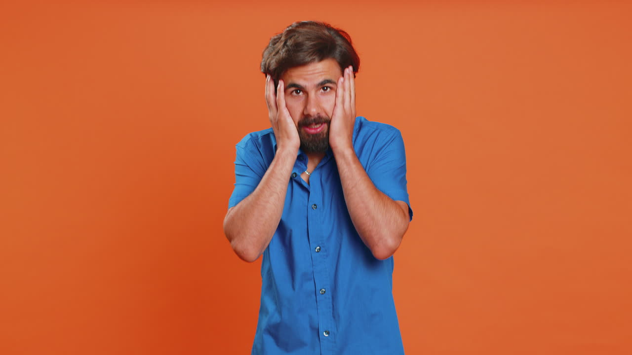 Excited Amazed Man Surprise Looking At Camera With Big Eyes, Shocked By ...