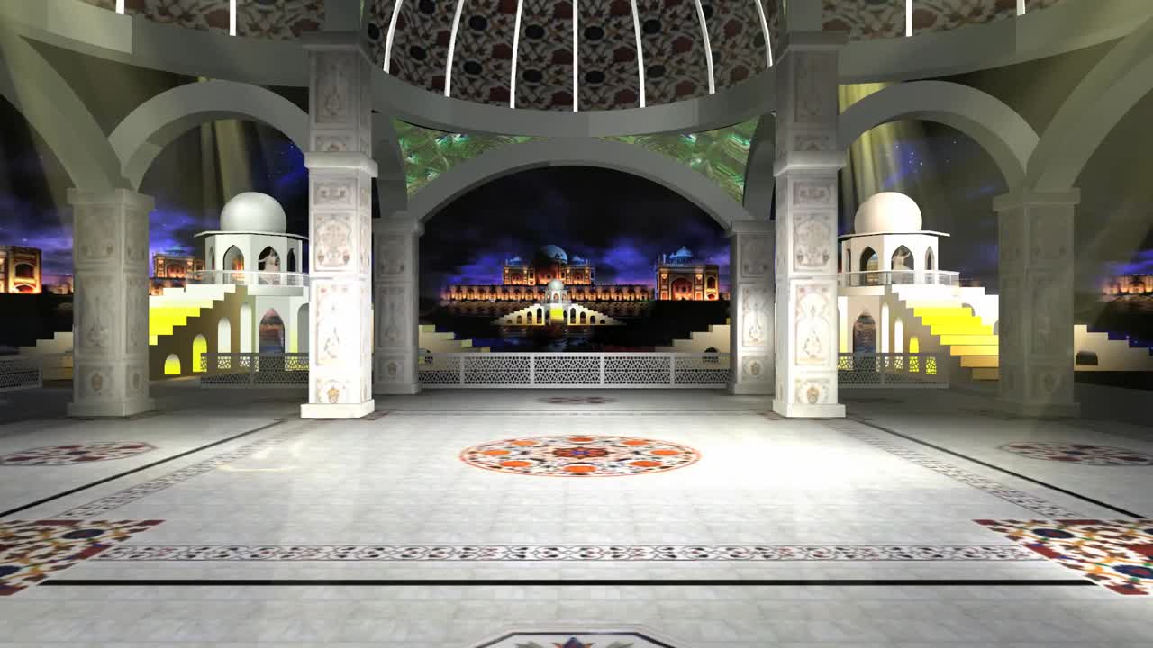 Premium stock video - 3d virtual studio set mosque background