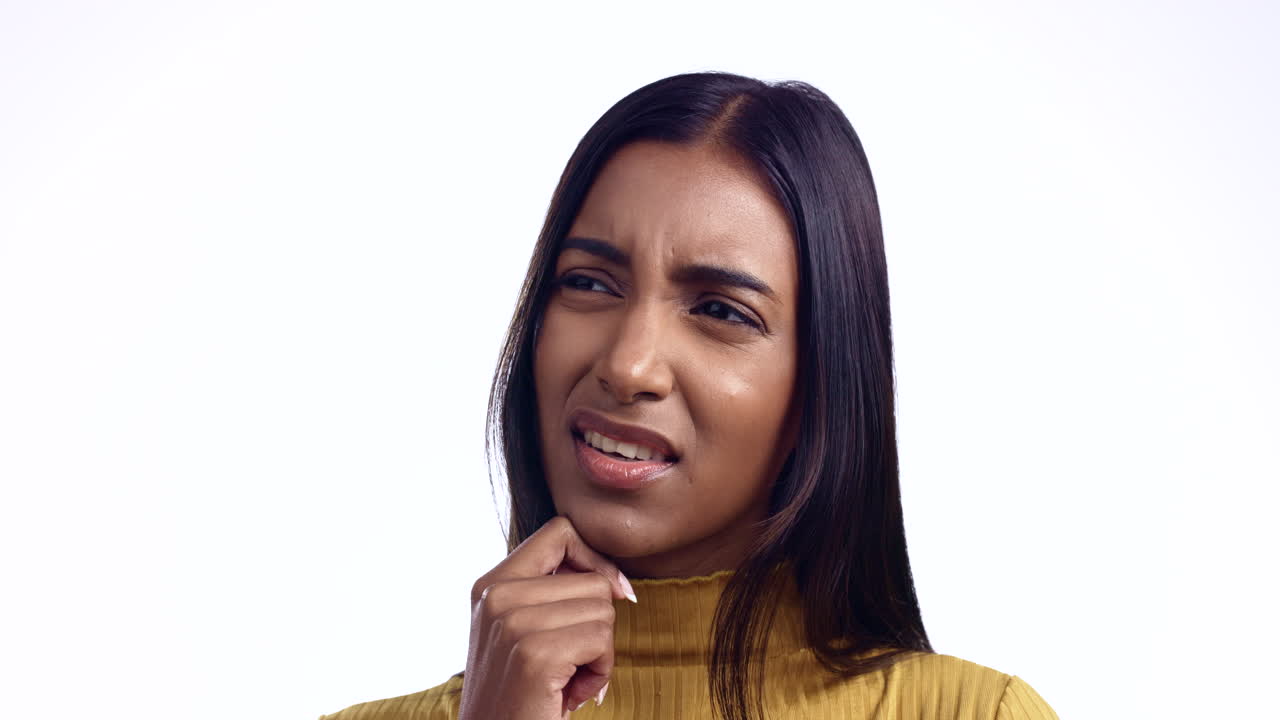 Confused, indian woman and thinking why with doubt Premium Stock Video ...