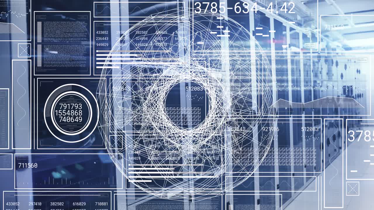 Animation Of Numbers, Globe And Data Processing On Screen Over Computer Servers Free Stock Video ...