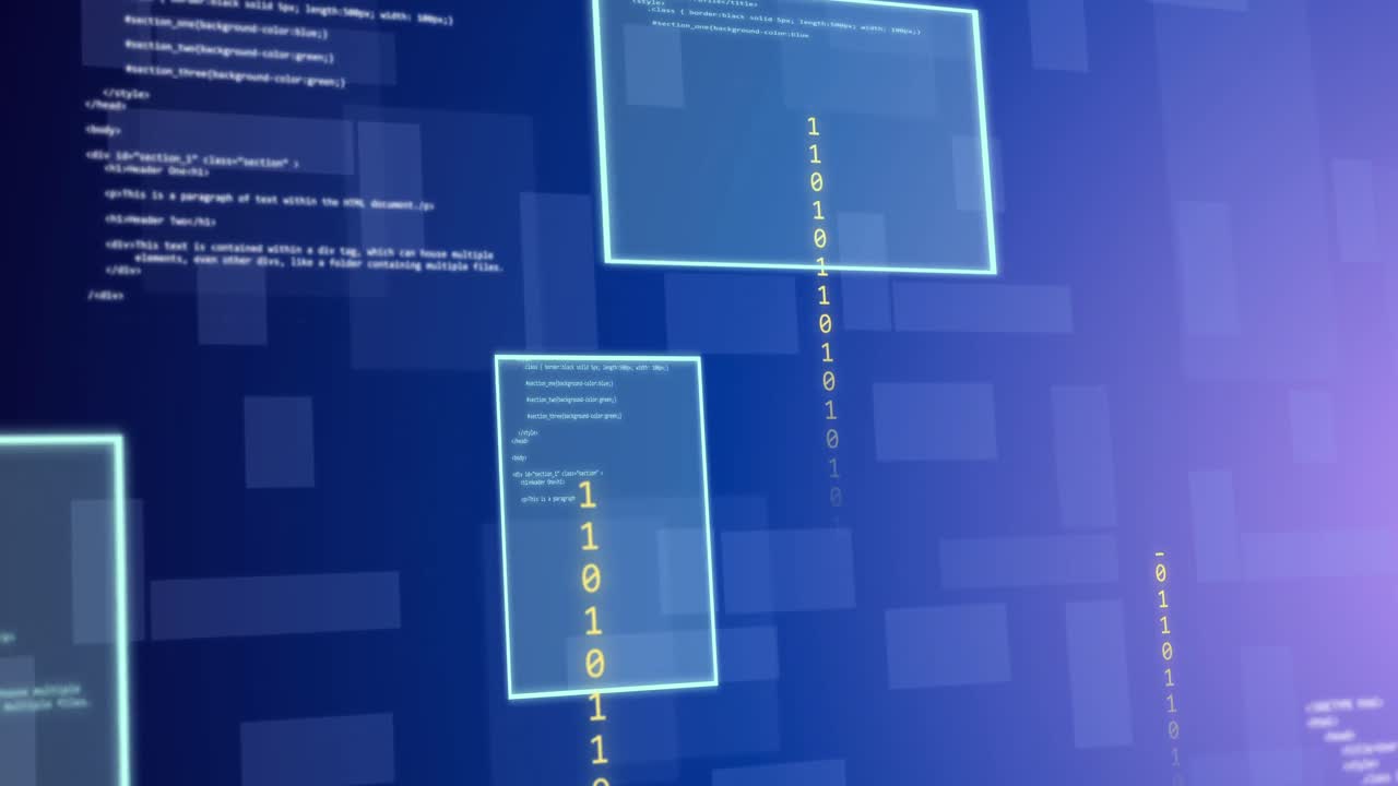 Premium Stock Video Animation Of Computer Data Processing And Binary