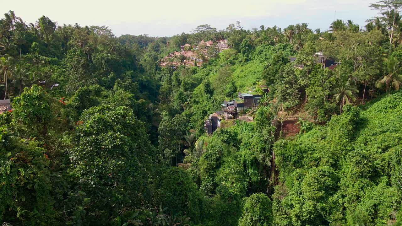 Cliffside structures on the tropical mountain forest in west bali ...