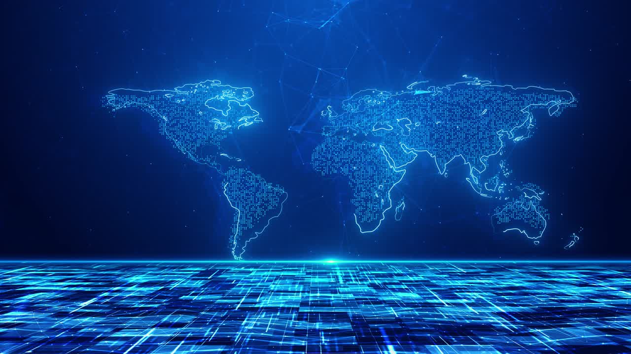 Global blue world map communication network planet earth map space ...