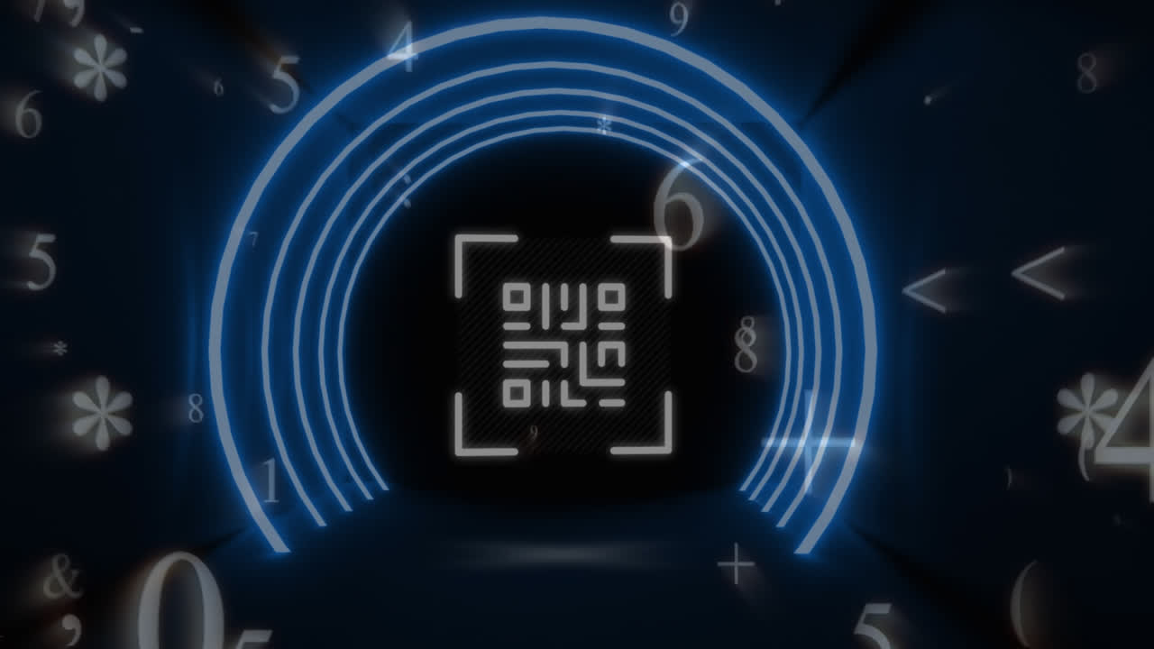 Premium stock video - Animation of qr code over binary code