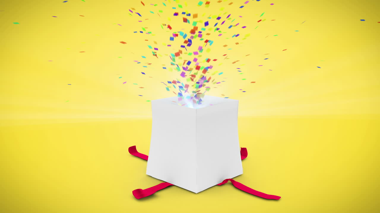 Digital animation of birthday gift exploding Premium Stock Video Footage