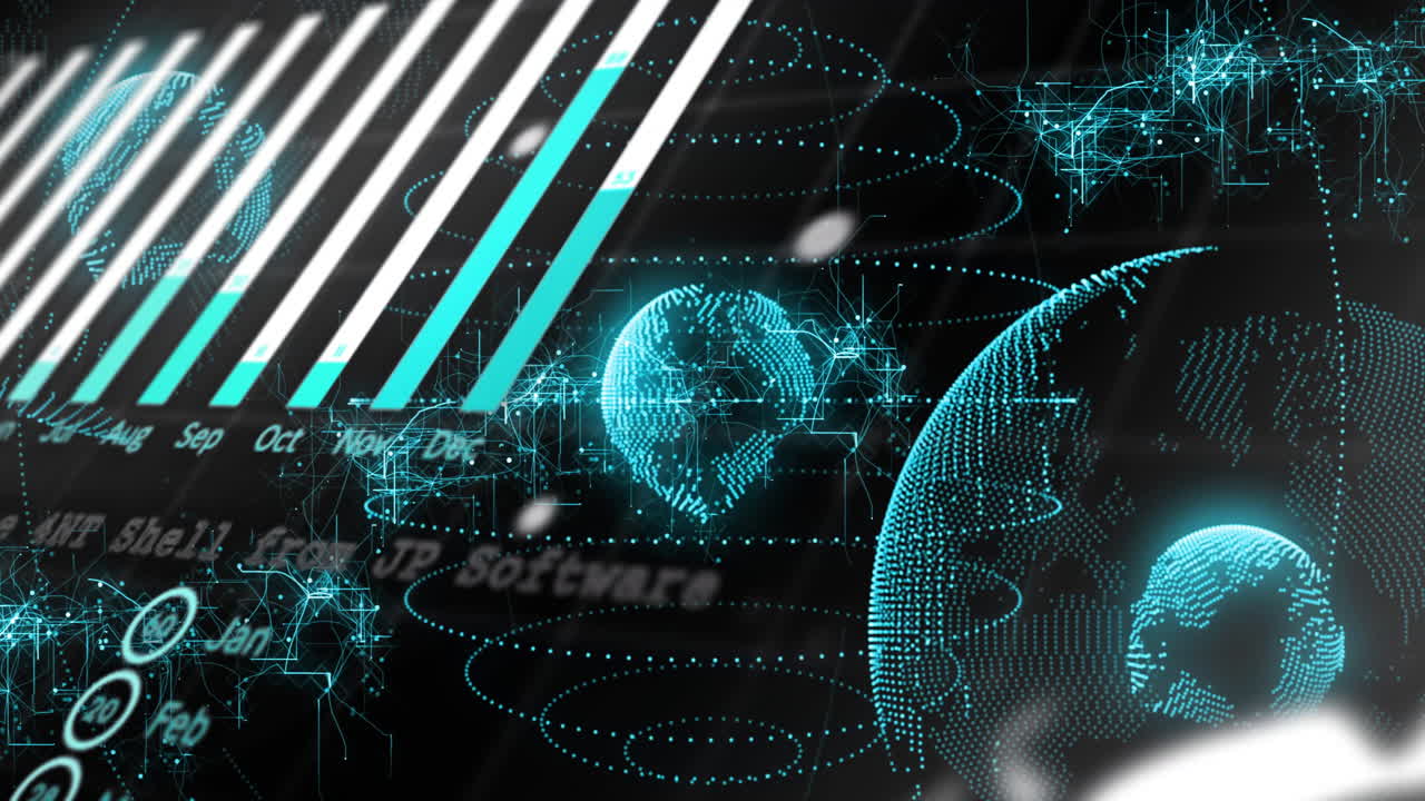 digital globe and network connections animation over futuristic data visualization | freepik