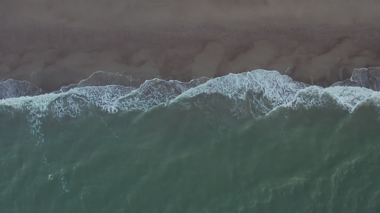 Generic Beach And Ocean Pattern On Cloudy Day, Top Down Overhead Aerial ...