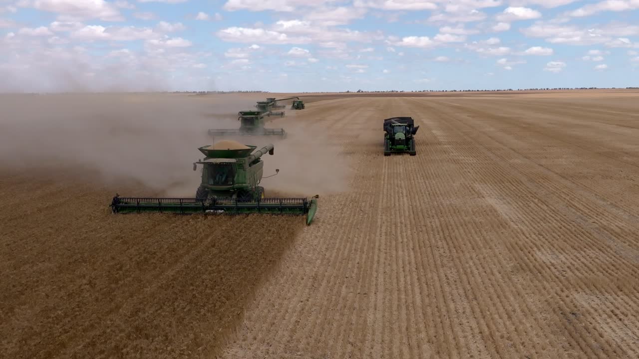 Premium stock video - Broad acre grain harvesting in western australia
