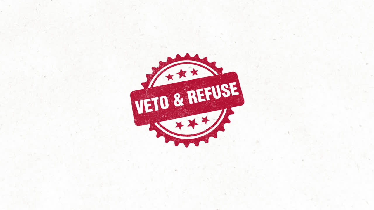 Premium stock video - Red veto and refuse stamp