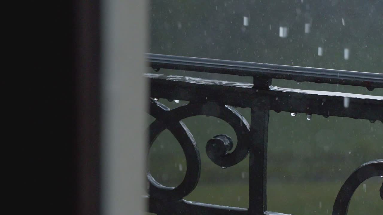 Premium stock video - Close up of heavy rain 1