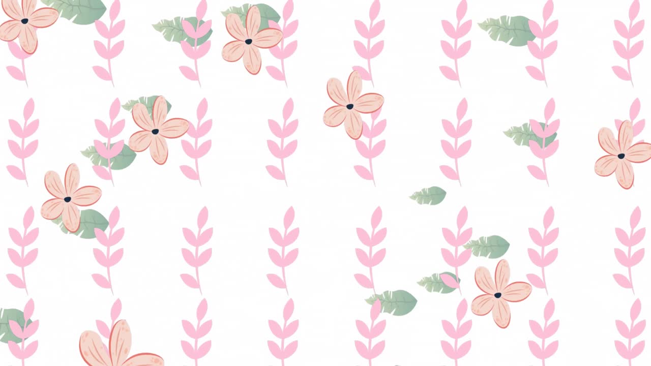 Premium stock video - Animation of flower icons over leaves