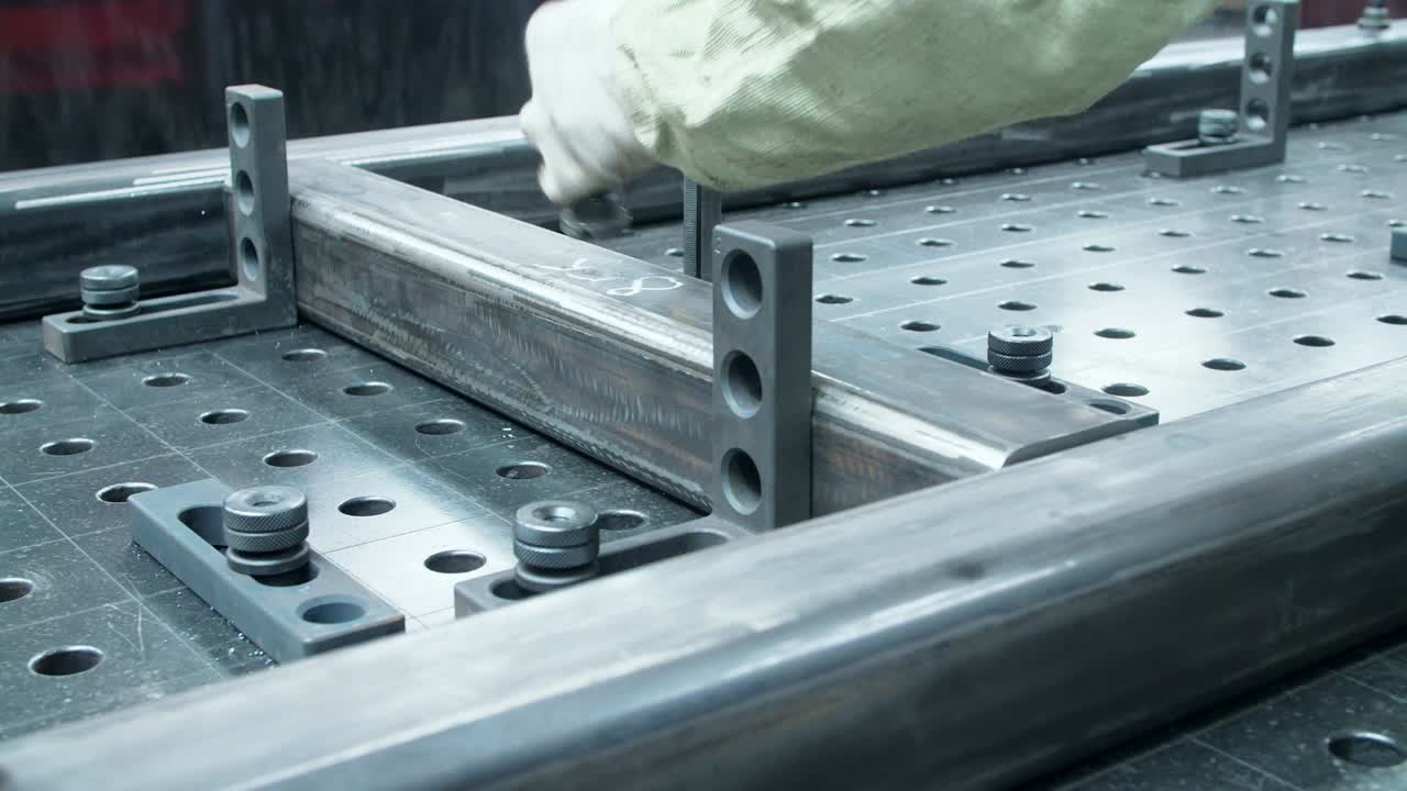 Metal blank is fixed on special machine. work in metalworking work shop ...