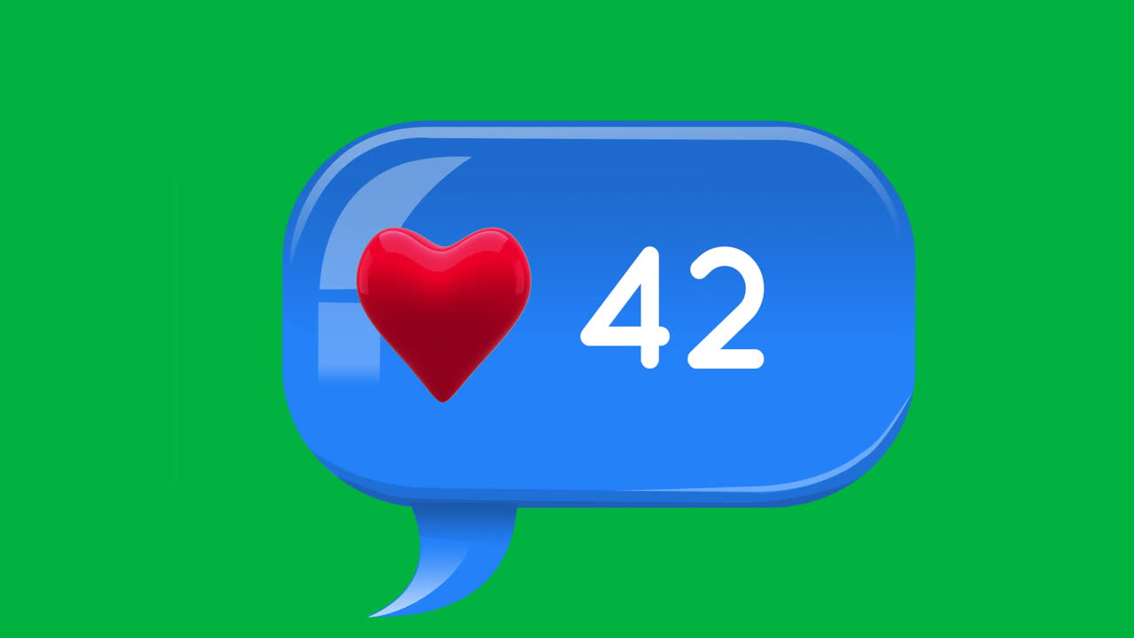 Blue chat box with heart icon with numbers 4k | Premium Stock Video Footage