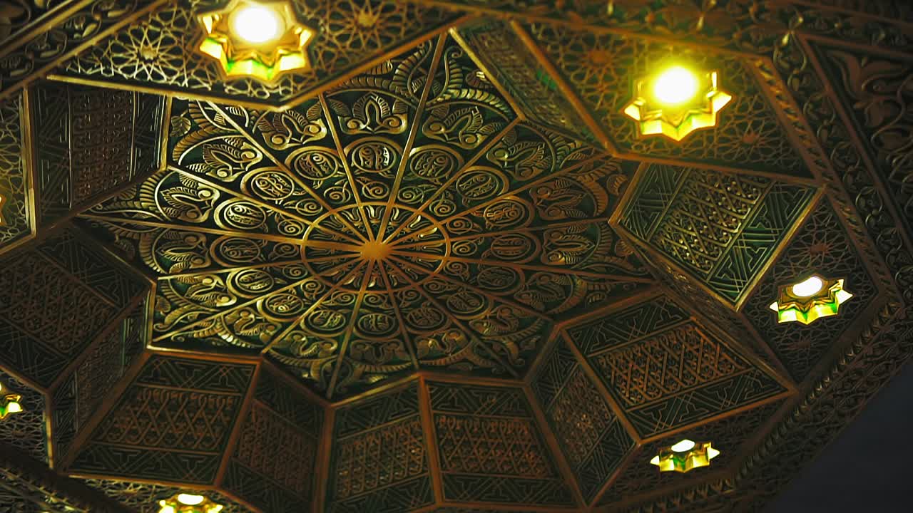 Premium stock video - Ornate arabesque ceiling of medina-sidonia, cádiz