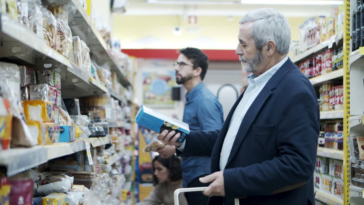 People choosing goods in grocery store Premium Stock Video Footage