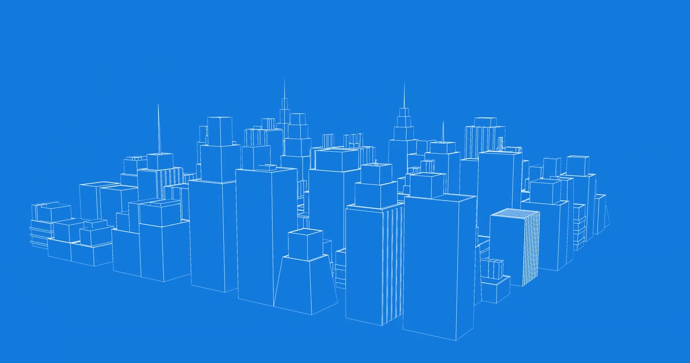 Premium stock video - Virtual buildings in a city