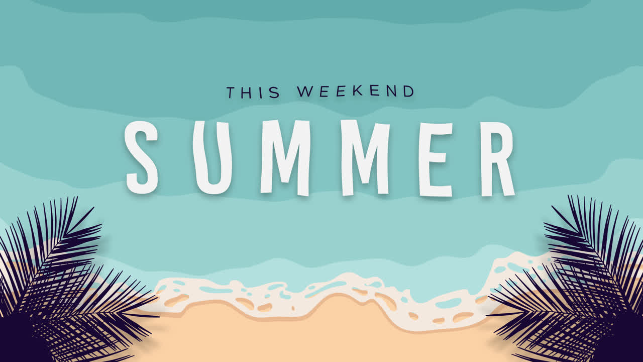 Summer Weekend Beach Vacation Illustration | Premium Stock Video Footage