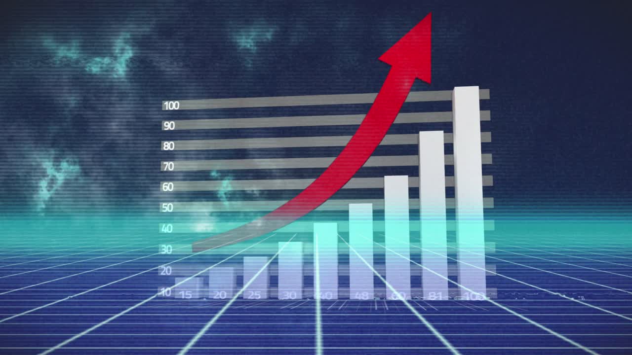 Premium stock video - Animation of glitch effect over statistical data ...