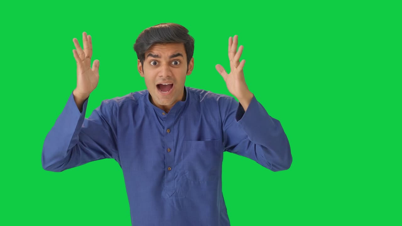 Frustrated Indian man shouting Green screen | Premium Stock Video Footage