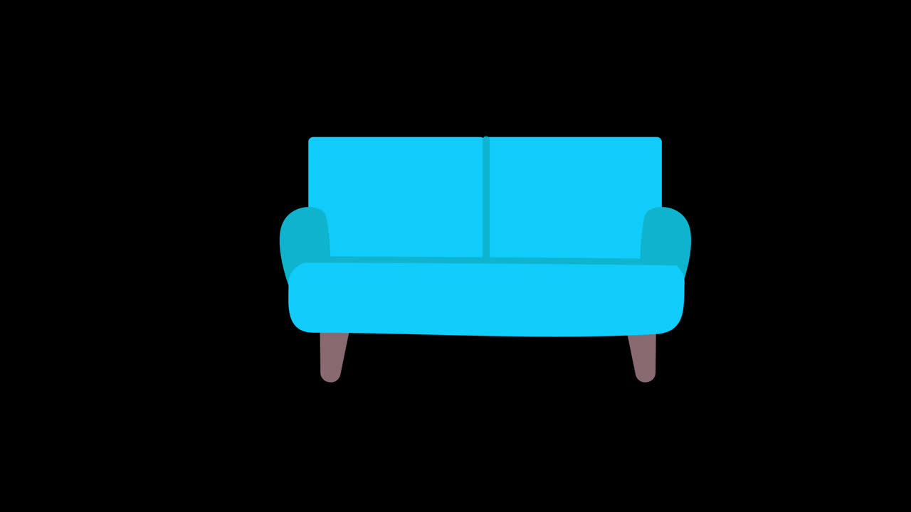 Premium stock video - A blue couch with legs icon concept loop ...