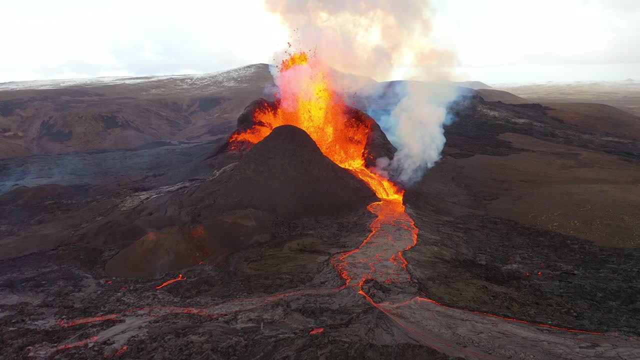 Premium stock video - Amazing drone aerial of the dramatic volcanic ...