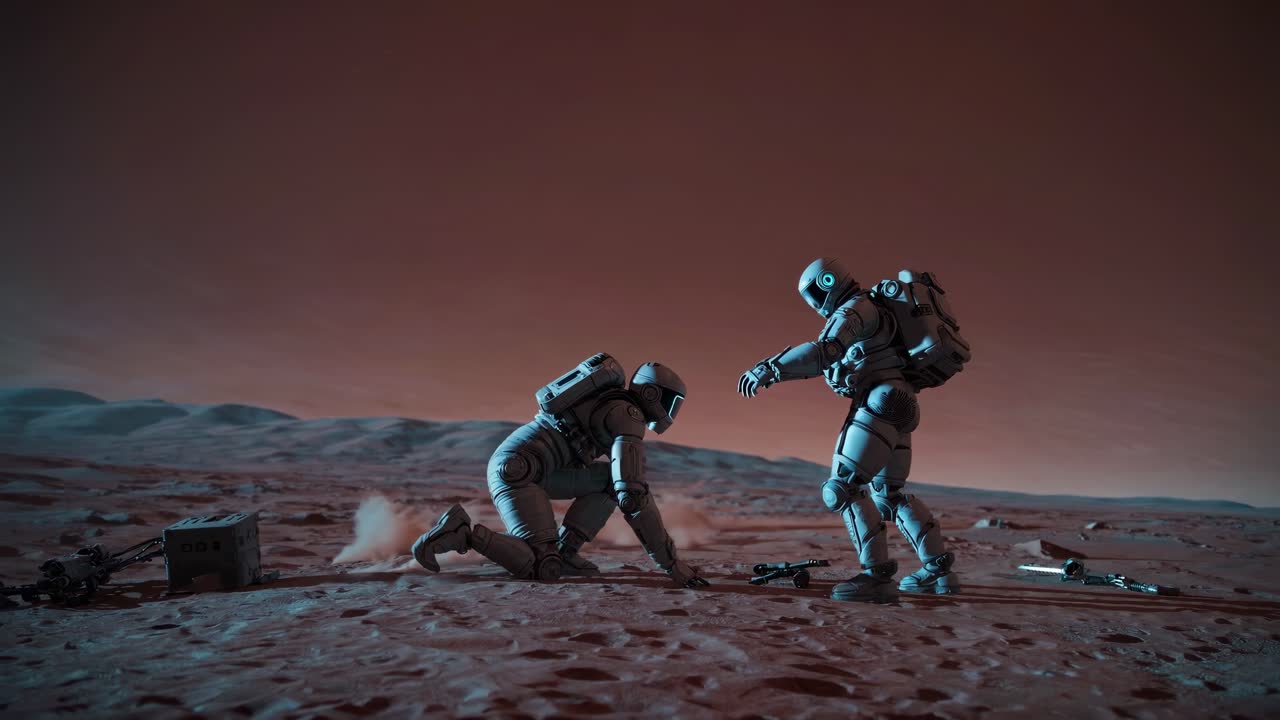 Two Astronauts on Mars | Premium Stock Video Footage