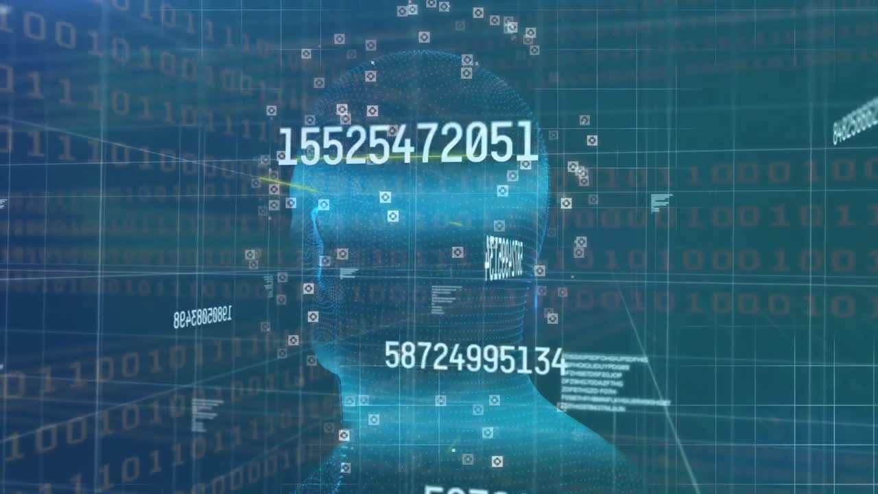 Animation Of Numbers Changing, Binary Coding And Human Head Spinning Free Stock Video Footage ...