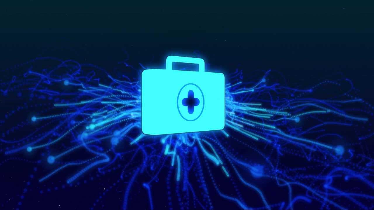 Premium stock video - Animation of first aid case with cross on dark ...