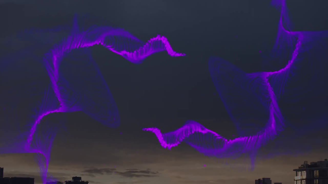 Premium stock video - Animation of purple wave over cityscape