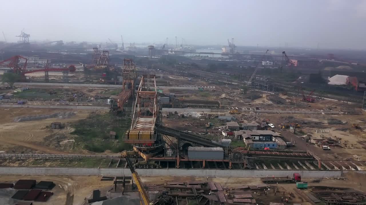 Ongoing development of paradip port in orisha, india in a cloudy day ...