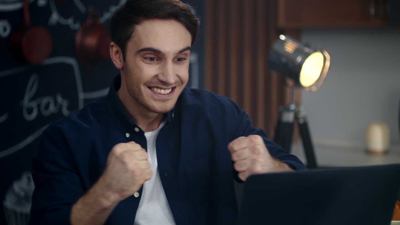 Happy man working home Free Stock Video Footage Happy man working home Free Stock Video Footage