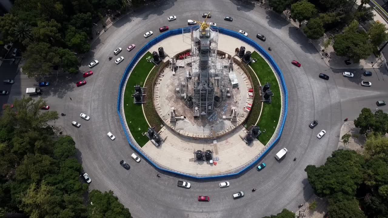 Premium stock video - Aerial view of a traffic circle, roundabout ...