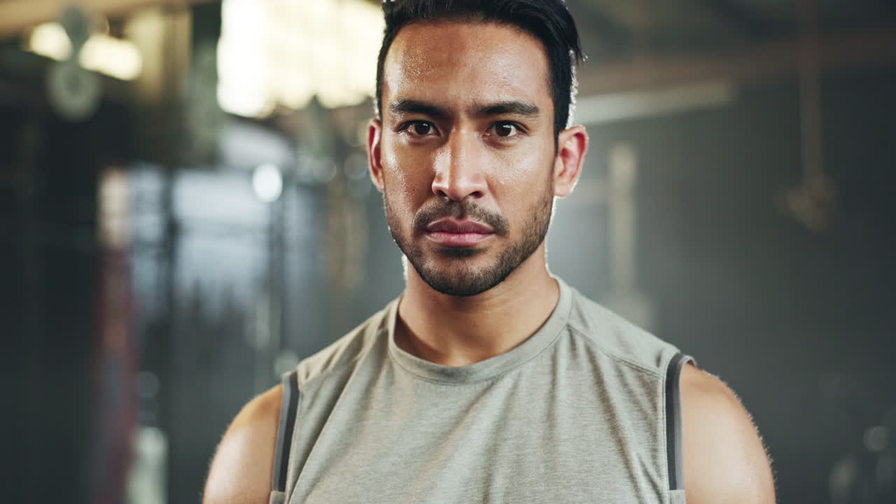 Face, man and breathing in gym for exercise | Premium Stock Video Footage