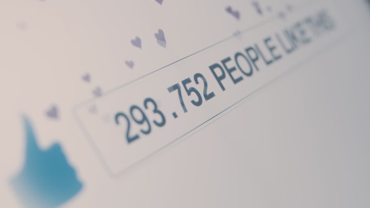Screen Shows Increasing Like Numbers Of A Social Media Post Free Stock ...