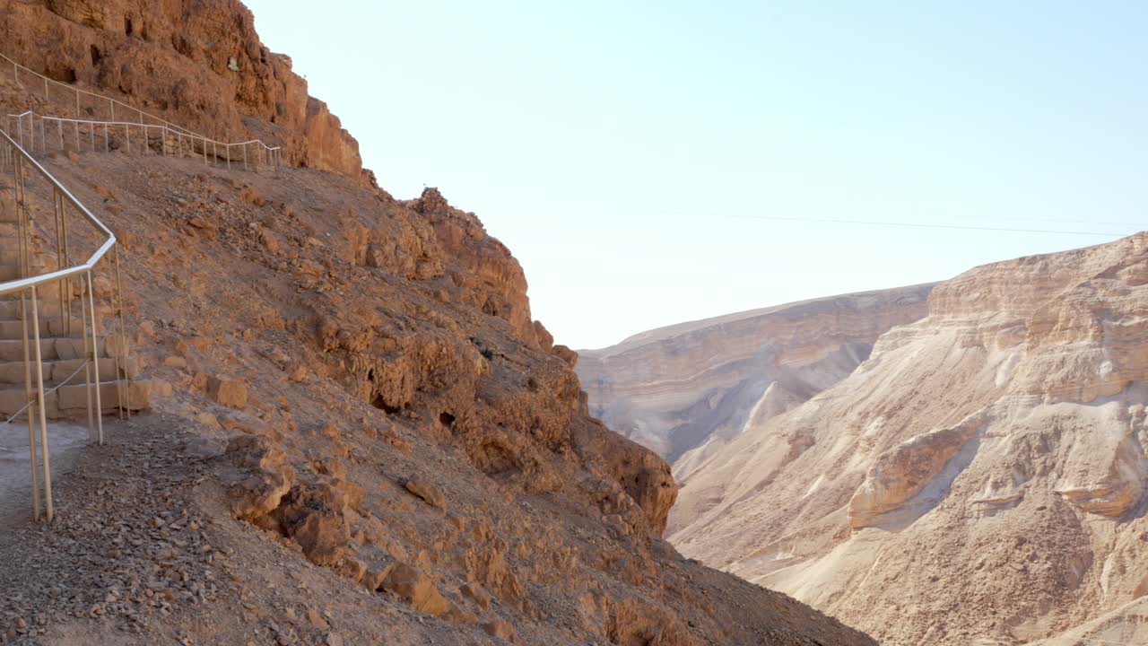 Close-up Shot Of Snake Path Pathway Steps To The Famous Masada Fort ...