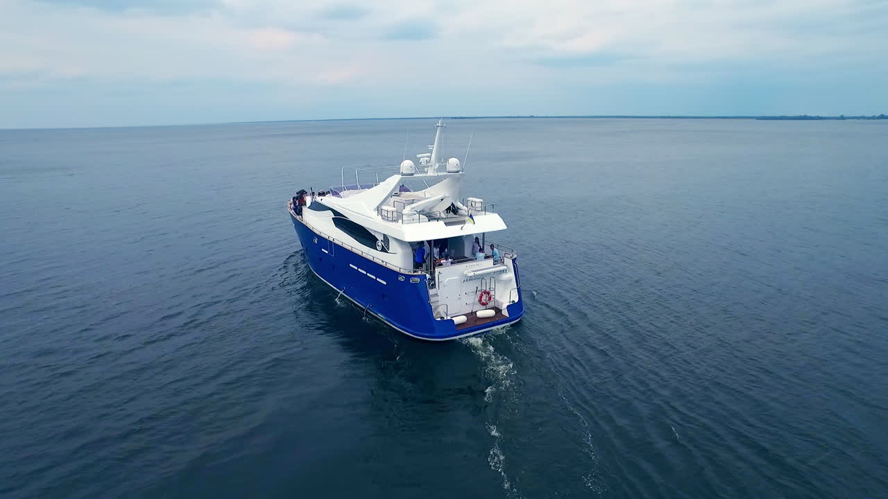 Luxury Yacht Back View. Business Marine Trip. Expensive Ship Travel ...