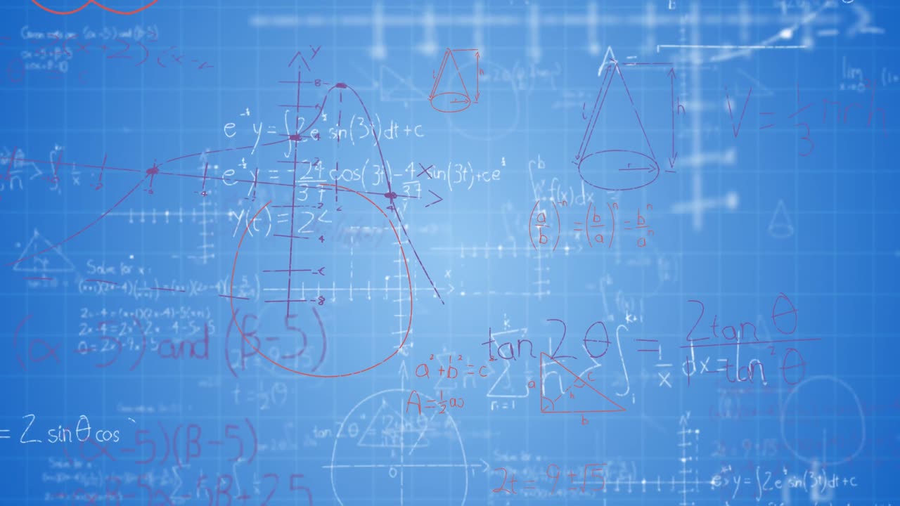 mathematical equations floating over grid lines against | freepik