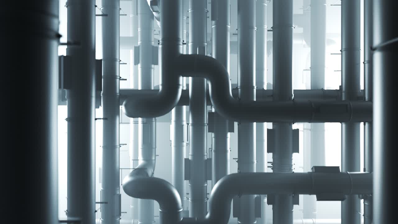 Premium stock video - Industrial construction with the steel pipelines ...