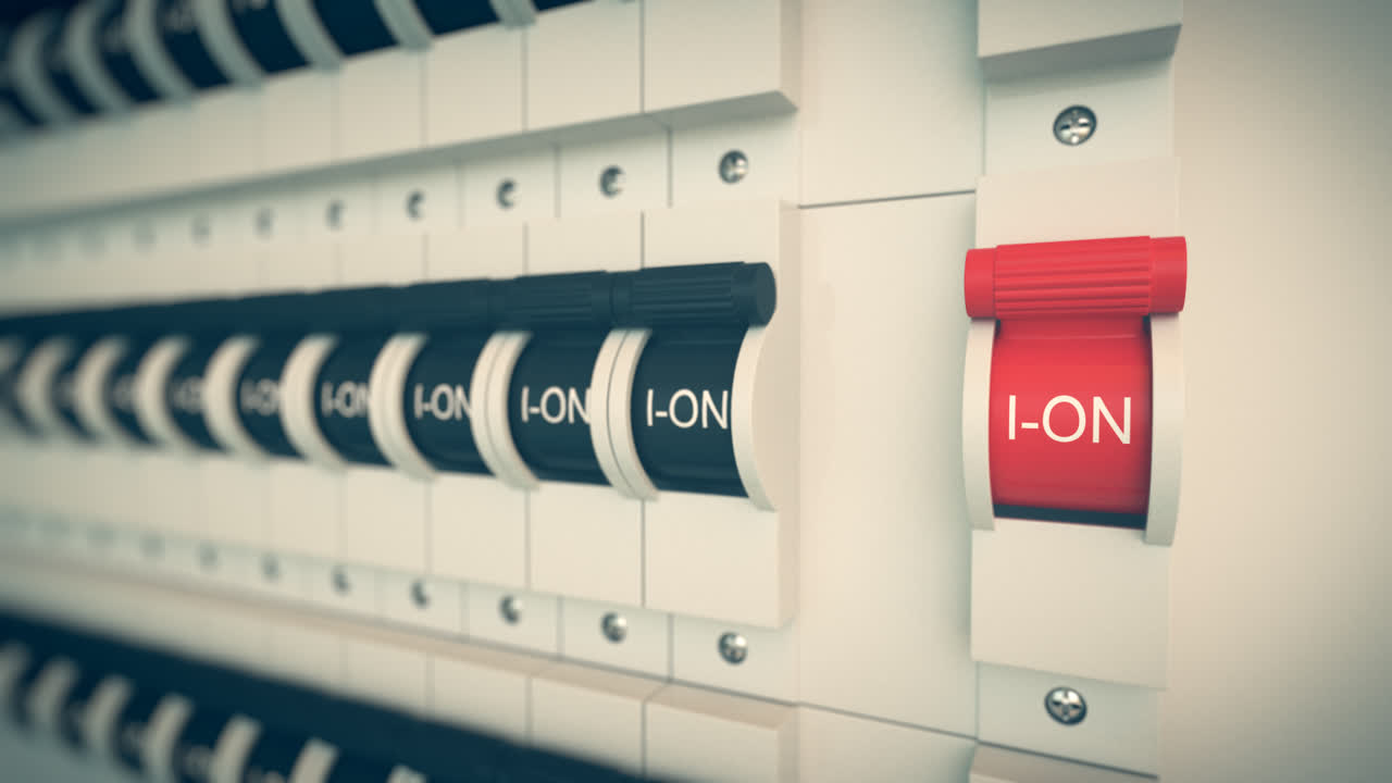 Premium stock video - New type trip switch fuse box cg animation. all ...