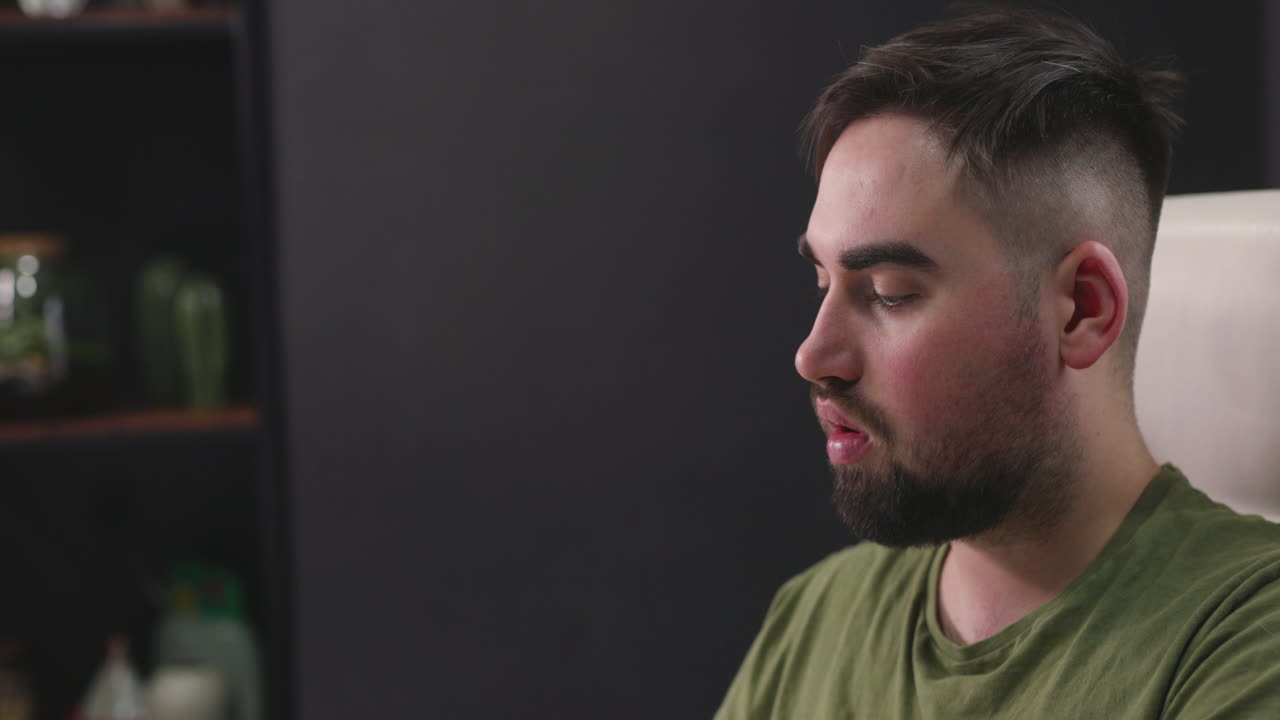 Hungry Man Sitting At Desk And Eating A Rice Cracker Free Stock Video ...